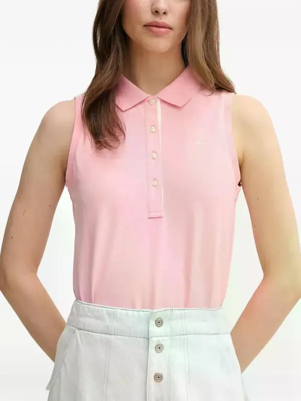 Gant Sleeveless Button Polo Shirt - Pink