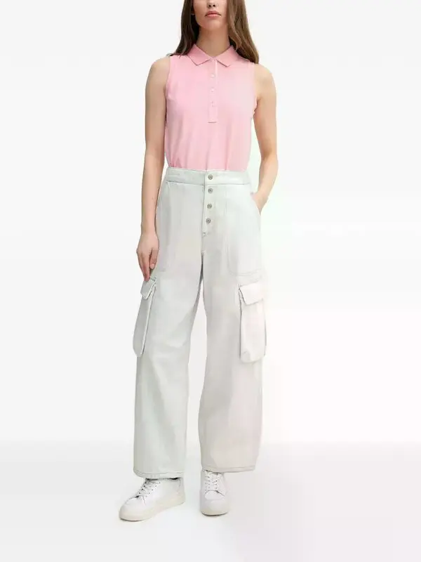 Gant Sleeveless Button Polo Shirt - Pink