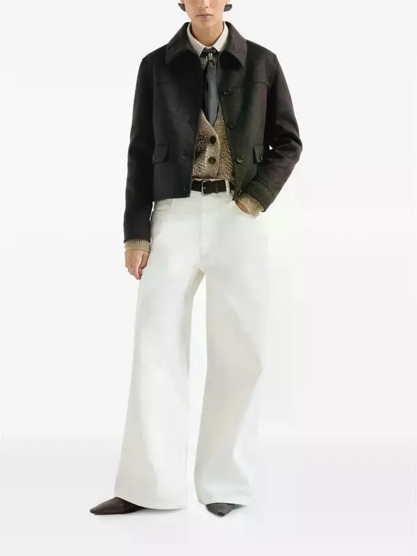 Brunello Cucinelli Hand-crafted Cashmere-beaver Double Cloth Jacket With Monili Embellishment - Brown