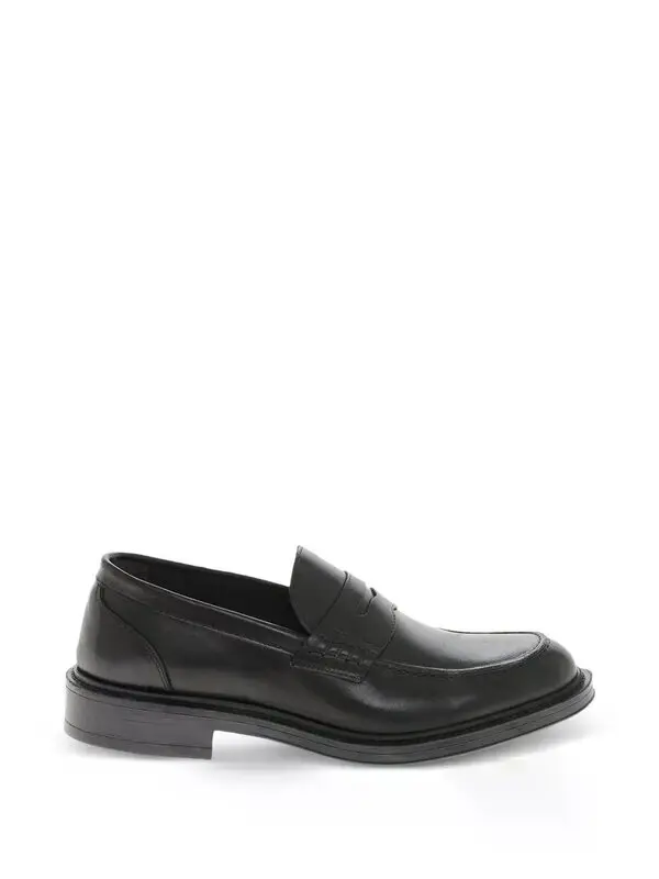 AMEDEO TESTONI Polished Leather Penny Loafers - Black