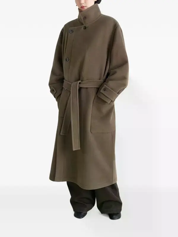 LEMAIRE Belted Wrap-design Coat - Brown