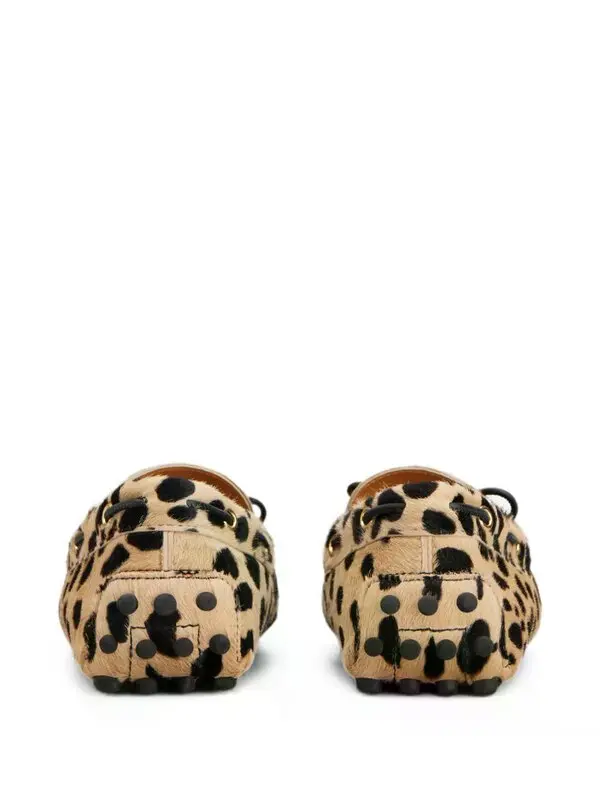 TOD'S Gommino Loafers In Pony-effect Leather With Leopard Print - Neutrals