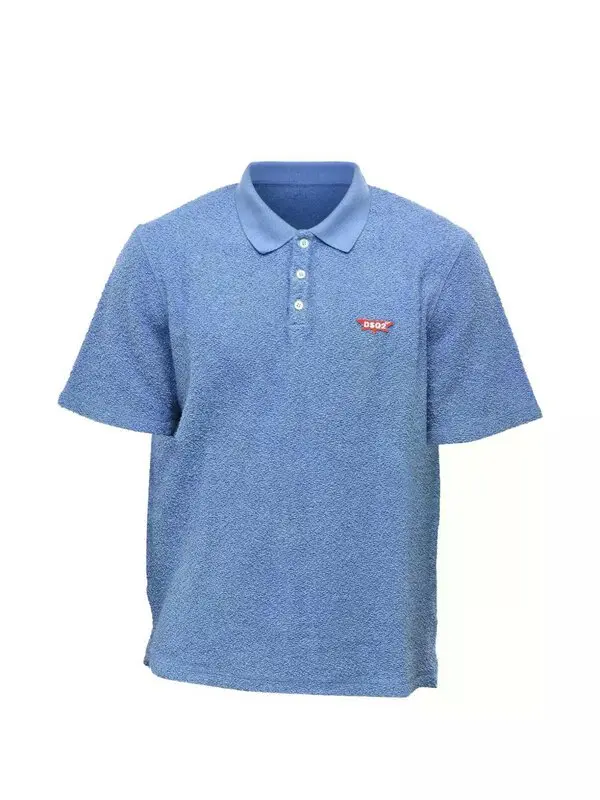 Dsquared2 Logo-pin Terry-cloth Polo Shirt - Blue