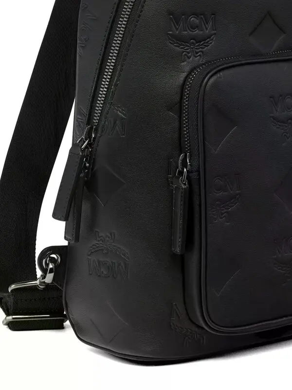Mcm Embossed Monogram Messenger Bag