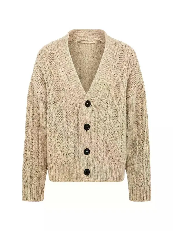 Dsquared2 Beige Cable Knit V-neck Cardigan