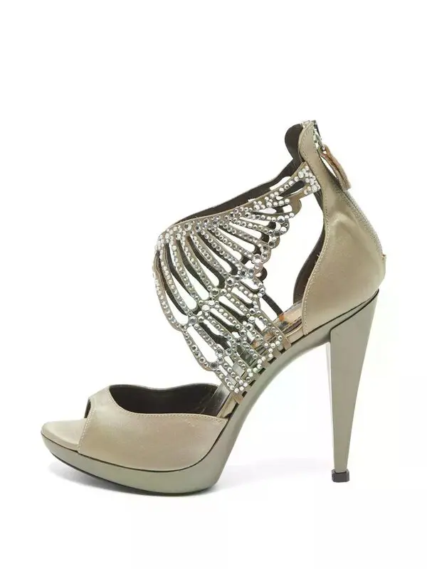 Roberto Cavalli Crystal-embellished Platform Sandals - Grey