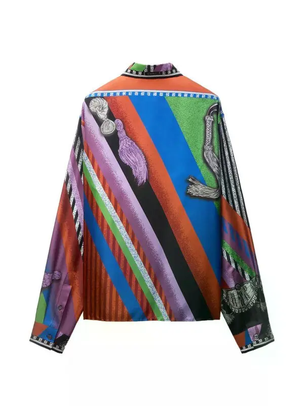 Versace Tassel-print Shirt - Blue