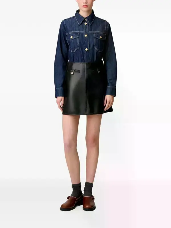 Claudie Pierlot Soft Denim Shirt With Gold Button Detailing