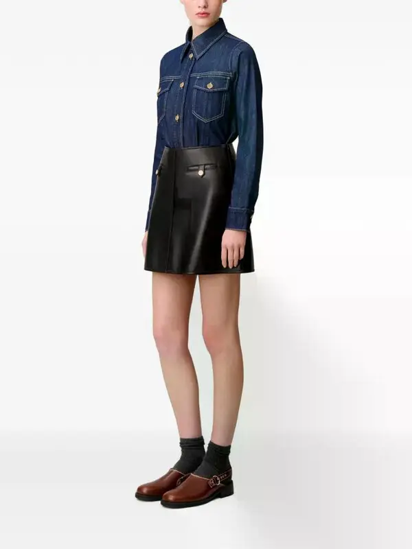 Claudie Pierlot Soft Denim Shirt With Gold Button Detailing
