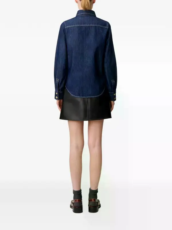 Claudie Pierlot Soft Denim Shirt With Gold Button Detailing