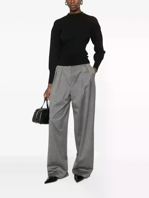 ANINE BING Ribbed Knit Mock Neck Long Sleeve Sweater