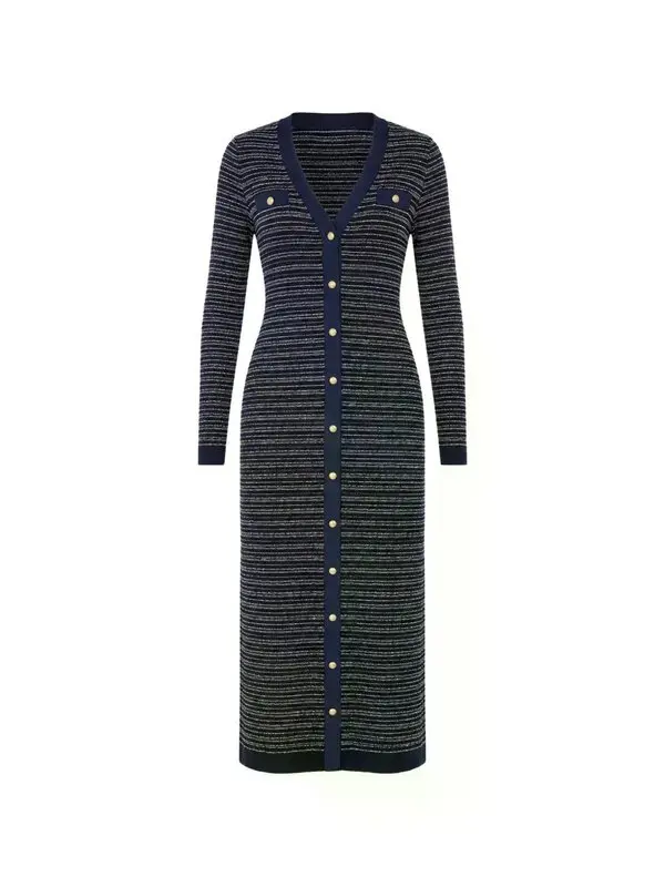 Tommy Hilfiger Striped V-neck Midi Dress - Blue