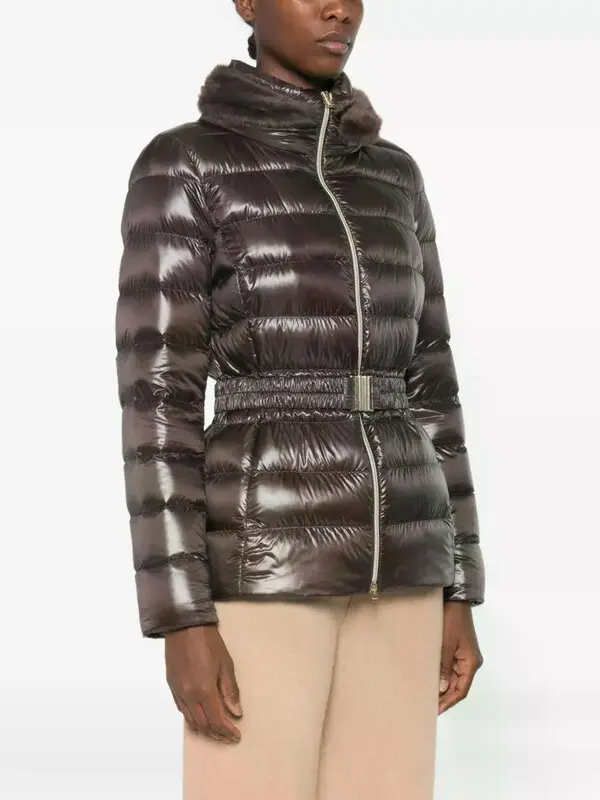 Herno Belted Faux-fur Collar Padded Jacket