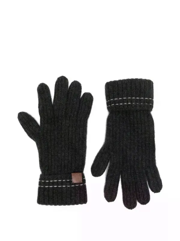 Eleventy Ribbed-knit Cashmere Gloves - Grey