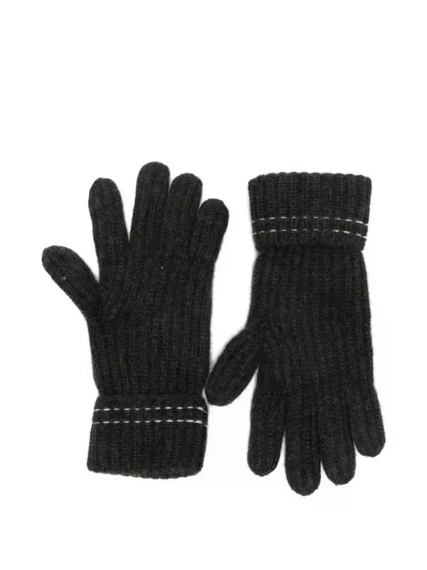 Eleventy Ribbed-knit Cashmere Gloves - Grey