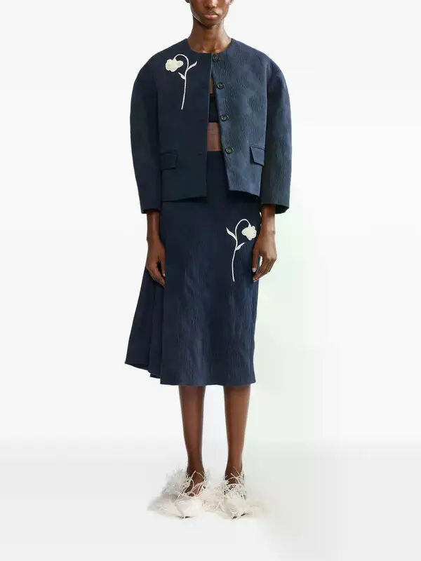 Erdem Flower Jacquard Cropped Jacket
