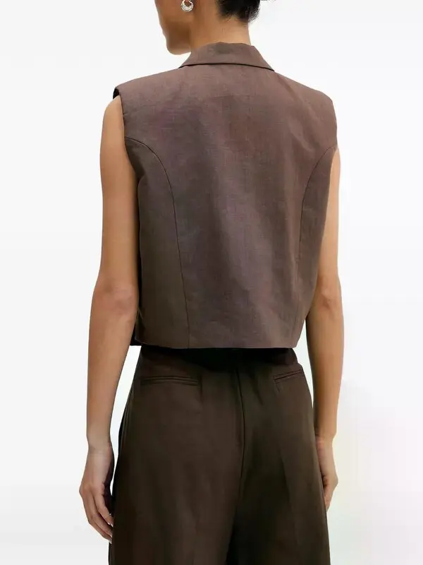 VICOLO Padded Shoulder Notched Lapel Vest