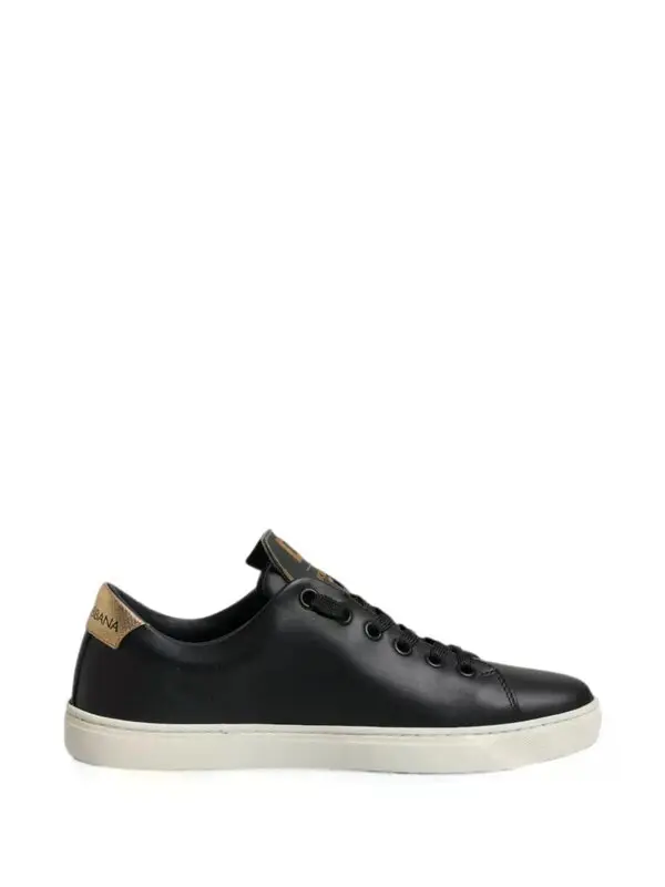 Dolce & Gabbana Heart Patch Leather Sneakers - Black