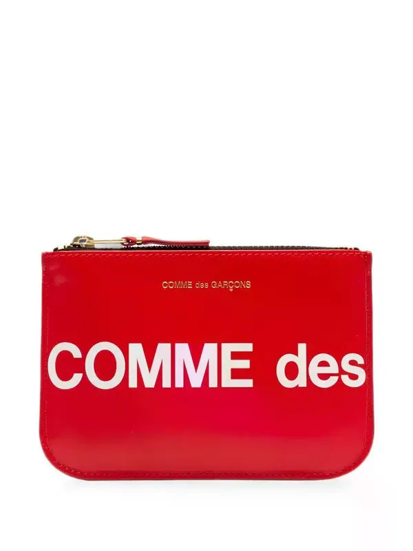 Comme Des Garçons Large Logo Leather Pouch - Red