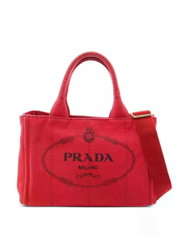 Prada Canapa Two-way Handbag - Red