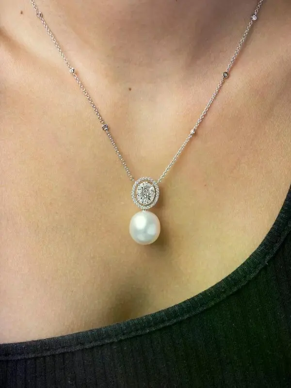 Yoko London 18kt White Gold South Sea Pearl And Diamond Necklace - Silver