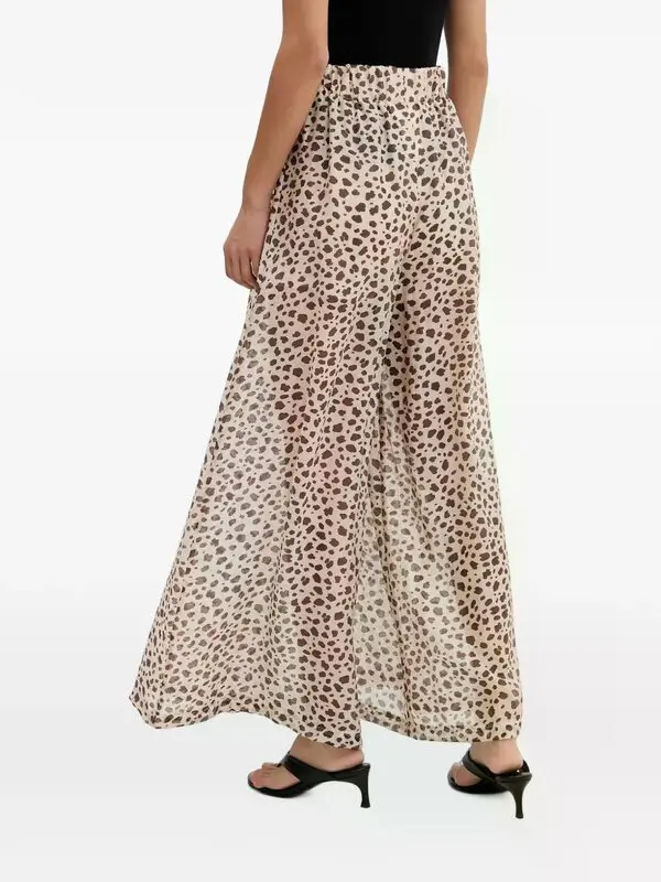 VICOLO Leopard-print Wide-leg Trousers