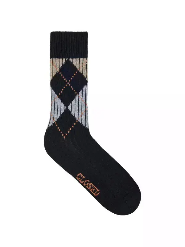 Closed Argyle Knit Socks - Black