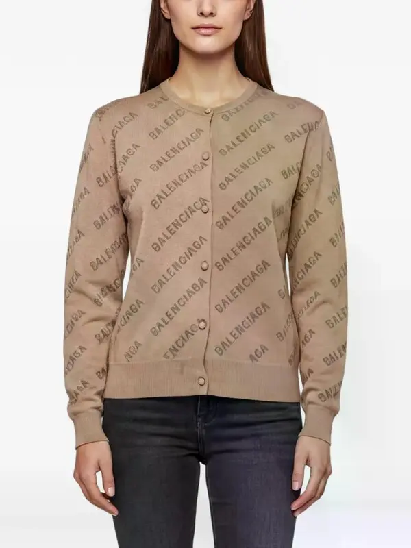 Balenciaga Logo-print V-neck Cardigan