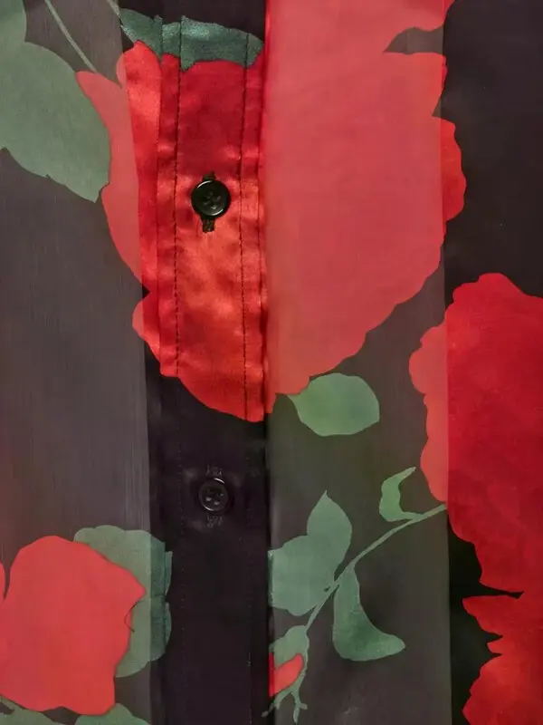Saint Laurent Floral Print Semi-sheer Silk Shirt