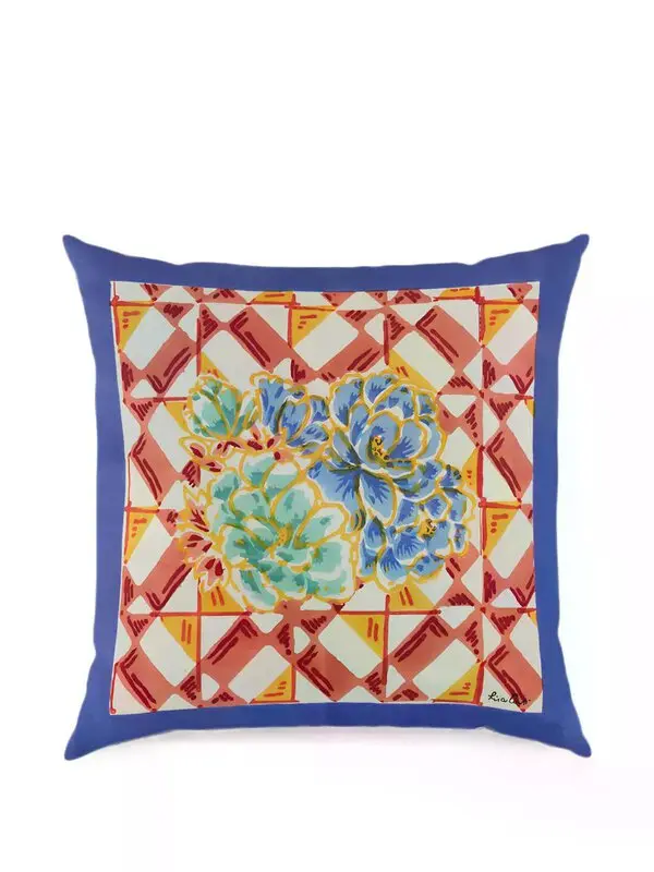 LISA CORTI Positano Floral-print Cushion Cover - Blue