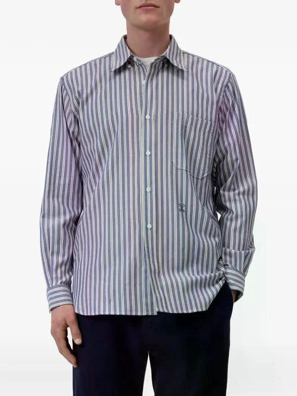 Closed Striped Cotton Shirt - Blue