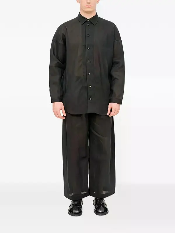 JAN JAN VAN ESSCHE Sheer-twill Loose-fit Shirt - Black