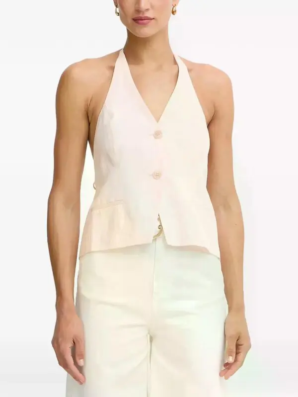 TWINSET Halterneck Waistcoat With V-neck And Back Ties - Pink