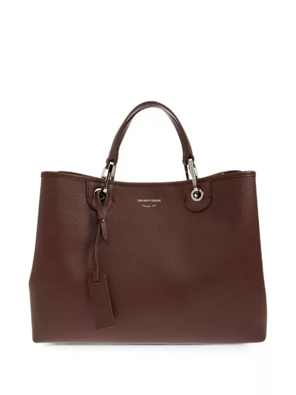 Emporio Armani Logo-print Grained-effect Tote Bag - Brown