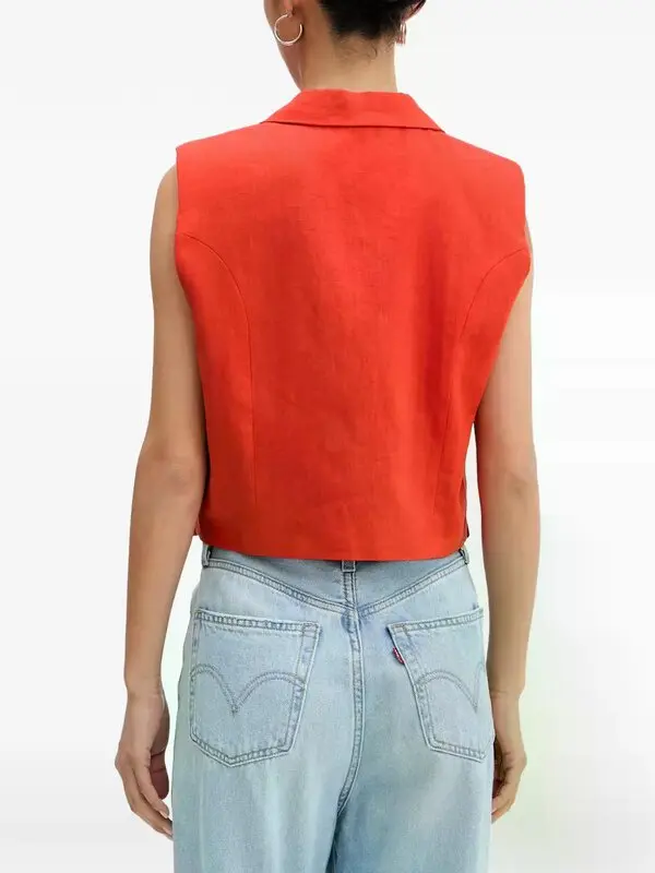 VICOLO Padded Shoulder Notched Lapel Vest