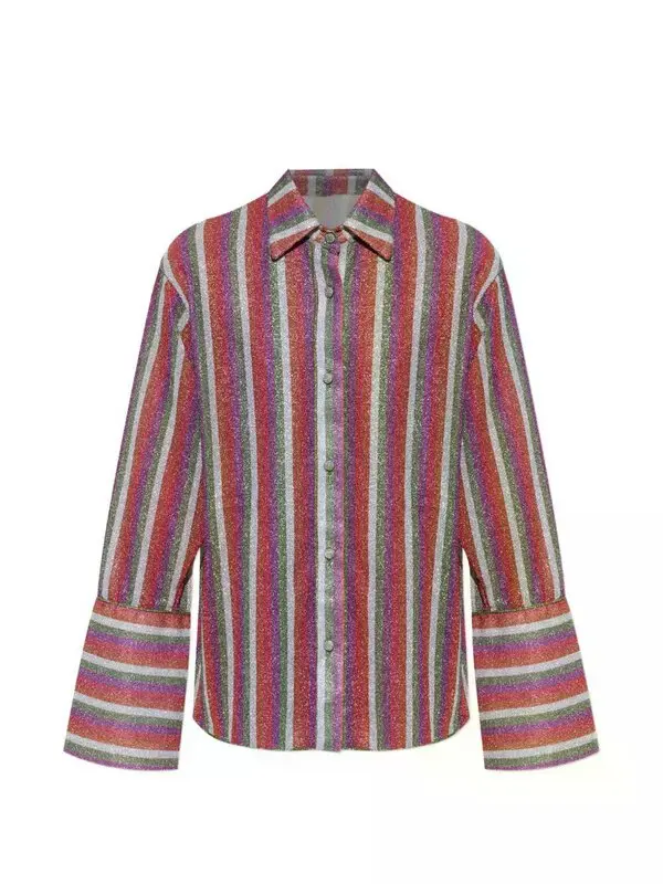 Oseree Lumière Striped Lurex-thread Shirt - Red