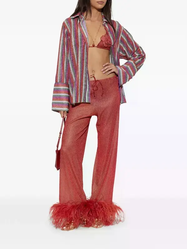Oseree Lumière Striped Lurex-thread Shirt