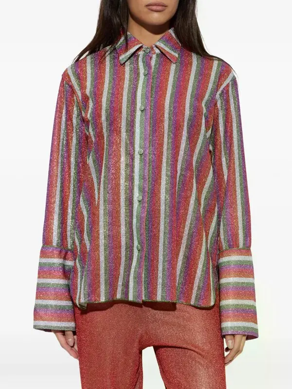 Oseree Lumière Striped Lurex-thread Shirt
