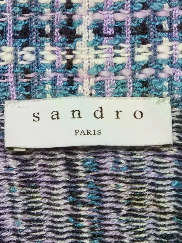 Sandro Double-breasted Tweed Mini Dress With Frayed Edges