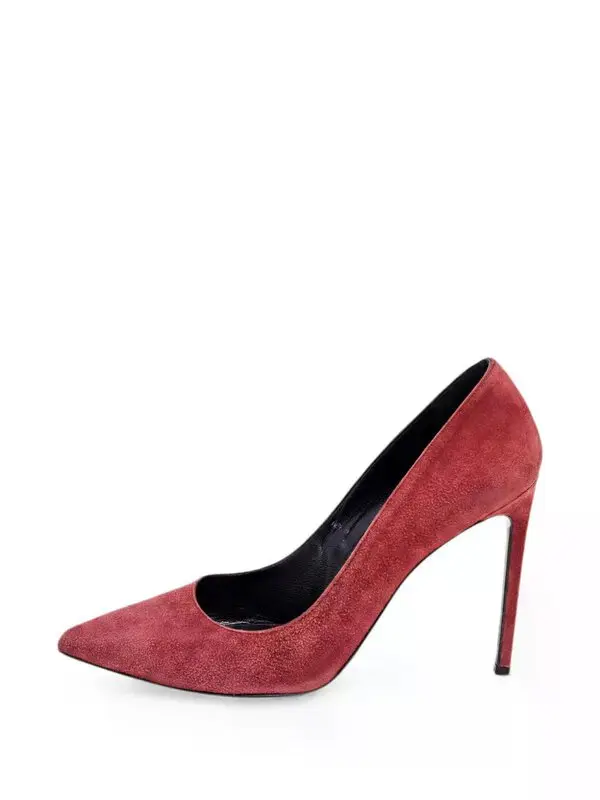 Saint Laurent Suede Pointed Toe Stiletto Pumps - Red