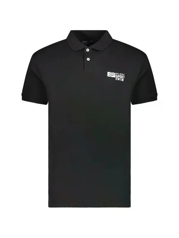 PLEIN SPORT Logo-patch Short-sleeve Polo Shirt - Black