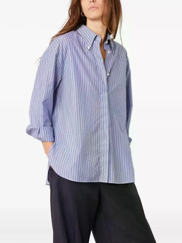 Officine Générale Yari Striped Button-down Shirt - Blue