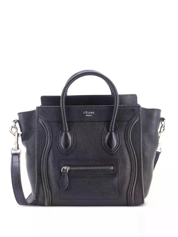 Celine Grainy Leather Luggage Nano Crossbody Bag - Black