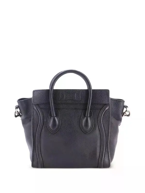 Celine Grainy Leather Luggage Nano Crossbody Bag - Black