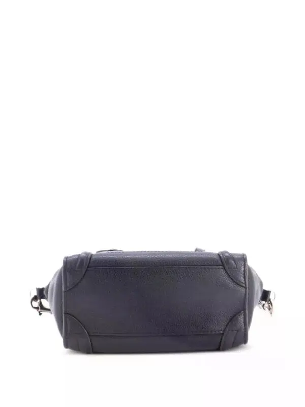 Celine Grainy Leather Luggage Nano Crossbody Bag - Black