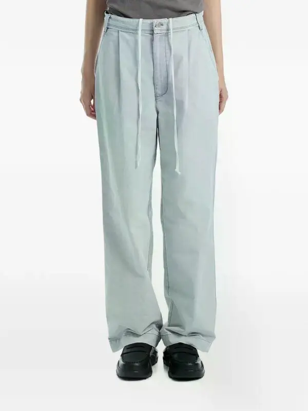 LOW CLASSIC Drawstring Washed-cotton Trousers