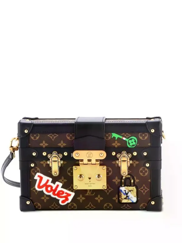 LOUIS VUITTON Petite Malle Limited Edition Patches Monogram Canvas Crossbody Bag - Brown