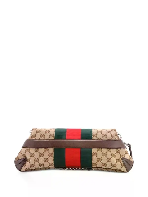 Gucci Horsebit Nm Web Chain Clutch Gg Canvas Shoulder Bag