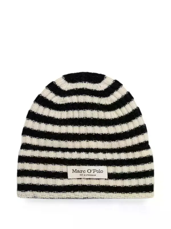 Marc O'polo Striped Ribbed Beanie - Black