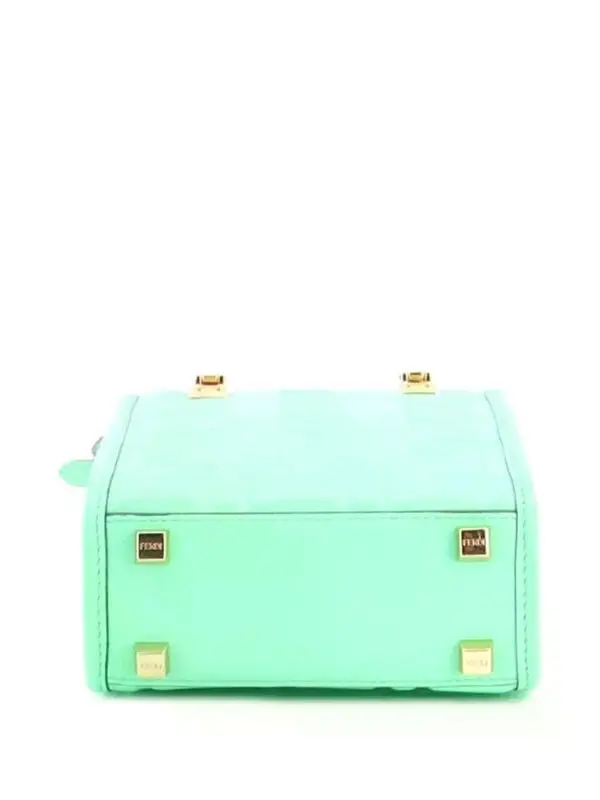 Fendi Sunshine Shopper Zucca Embossed Leather Mini Tote Bag